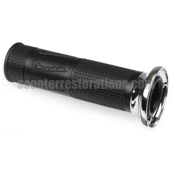 Vespa Left-Hand Handlebar Grip with Vespa Logo (Black & Chrome) PX PE ...