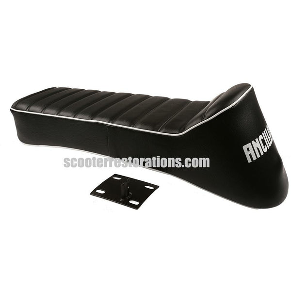 Ancillotti Dual Seat (Black) with White Logo & White Piping – Scooter ...